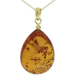 OSTSEE-SCHMUCK Damen Kette mit Anh&auml;nger "OSTSEE-SCHMUCK Kette mit Anh&auml;nger Tropfen ca. 34 mm lang", 50cm, Silber 925 (Sterlingsilber), L: 42, gold,