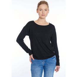 ZABAIONE Damen Langarmshirt "Do44natella", schwarz, Gr. L, unifarben, Jersey, Obermaterial: 95% Polyester, 5% Elasthan, Shirts, aus Strukturware