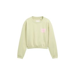 Tom Tailor Kinder Sweater, gr&uuml;n, Gr. 152, bedruckt, unifarben, Sweatware, Obermaterial: 70% Baumwolle, 30% Polyester, Sweatshirts, mit Statement-Print