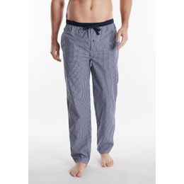 Tom Tailor Herren Pyjamahose "Dakota", Gr. 54, blau, Popeline, Obermaterial: 100% Baumwolle, kariert, Hosen, Bindeband, Seitentaschen, locker,