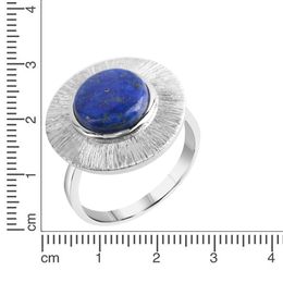 ZEEme Damen Fingerring "Silber 925 rhodiniert glanz/matt mit echtem Lapis 10mm", 018 (57,0), 3,1, Silber 925 (Sterlingsilber), wei&szlig;, Silber 925