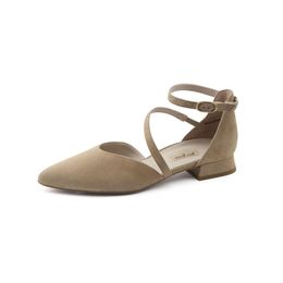 Paul Green Damen Riemchenballerina "Paul Green Ballerinas Leder", Gr. 40, braun, Leder, Schuhe