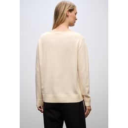 Street One Damen Strickpullover, beige, Gr. 40, unifarben, Stoff, 33% Polyester, 31% Polyacryl, 24% Baumwolle, 12% Polyamid, Pullover, mit