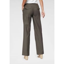 Aniston CASUAL Damen Leinenhose, braun, Basic, Gr. 40, Leinenoptik, unifarben, Web, Obermaterial: 55% Leinen, 45% Viskose, Hosen, mit Bindeband