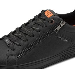 Marco Tozzi Herren Sneaker, Gr. 46schwarz, Lederimitat, unifarben, Schuhe, Freizeitschuh, Halbschuh, Schn&uuml;rschuh mit seitlicher Logopr&auml;gung