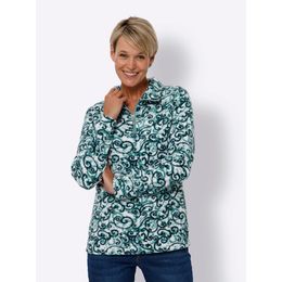 Classic Basics Damen Fleeceshirt "Fleece-Shirt", grün, Gr. 42, gemustert, mehrfarbig, 100% Polyester, Shirts