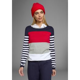 Kangaroos Damen Rundhalspullover, grau, Gr. 40, gestreift, Feinstrick, Obermaterial: 60% Baumwolle, 40% Polyacryl, Pullover, in modischer