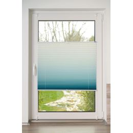 Plissee K-home, B:35cm H:130cm, blau, Obermaterial: 100% Polyester, Badezimmer, Plissees, "Farbverlauf Sunrise"