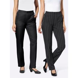 Classic Basics Damen Webhose, schwarz-wei&szlig;, Gr. 54, gemustert, gestreift, unifarben, 100% Polyester, Hosen