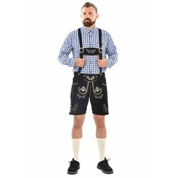 Herren Trachtenlederhose "ASFerdl", schwarz, Gr. 52, Alessandro Salvarini, 100% Rindsleder, Hosen, Lederhose in Trachtenstil in kurzer Schnittform