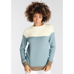 Boysen's BOYSEN'S Damen Strickpullover, blau, Gr. 44, colorblocking, meliert, Feinstrick, Obermaterial: 50% Baumwolle, 50% Polyacryl, Pullover, in modischem