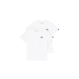 Herren T-Shirt "Basic T-Shirt SL 2 Pack", wei&szlig;, Gr. XS, Alpha Industries, Obermaterial: 100% Baumwolle, Shirts