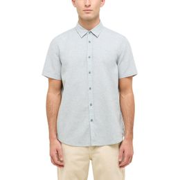 Mustang Herren Kurzarmhemd "Herren Style Berkeley", gr&uuml;n, Gr. S, meliert, Web, 55% Leinen, 45% Baumwolle, Hemden
