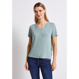 Street One Damen T-Shirt, blau, Gr. 36, unifarben, Stoff, 76% Viskose, 20% Modal, 4% Elasthan, Shirts, aus strecthigem Viskosematerial