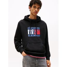 Tommy Jeans Herren Hoodie "TJM RWB FLAG", schwarz, Gr. XL, Sweatware, Obermaterial: 100% Baumwolle, Sweatshirts, Regular Fit, Sweatshirt,