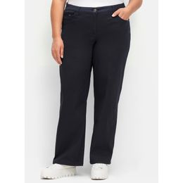 sheego Damen 5-Pocket-Hose, blau, Gr. 42, unifarben, 98% Baumwolle, 2% Elasthan, Hosen