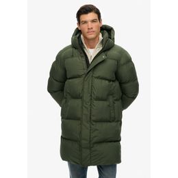 Superdry Herren Steppjacke "HOODED SPORTS PUFFER MID JKT"schwarz moss grün, Gr. S, unifarben, Web, Obermaterial: 100% Polyester, Jacken