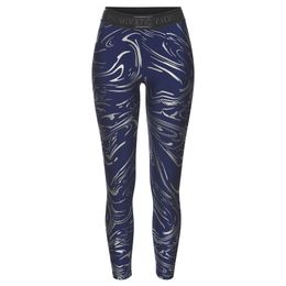 active by Lascana LASCANA ACTIVE Damen Funktionsleggings, blau, Gr. XS, bedruckt, gemustert, gl&auml;nzend, Obermaterial: 85% Polyester, 15% Elasthan, Hosen, Sportleggings