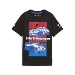 Puma M&auml;dchen T-Shirt "BMW M Motorsport Kids Block T-Shirt Jugendliche"schwarz, Gr. 164, bedruckt, Obermaterial: 100% Baumwolle; Rippe: 29% Polyester,