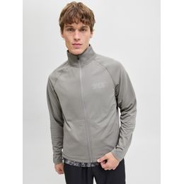 Jack & Jones JACK & JONES Herren Sweatjacke "JCOCNZ STRUCTURE FULL ZIP SN", grau, Gr. XXL, unifarben, angeraute Sweatware, Obermaterial: 95% Polyester, 5%