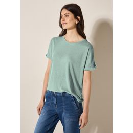 Cecil Damen T-Shirt, gr&uuml;n, Gr. L, gl&auml;nzend, Stoff, 55% Polyester, 45% Viskose, Shirts, mit Rundhalsausschnitt