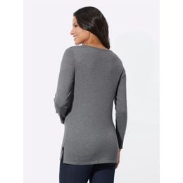 Classic Basics Damen Longpullover "Longpullover", grau, Gr. 48, meliert, 40% Viskose, 30% Polyamid, 25% Polyester, 5% Kaschmir, Pullover