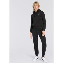 Puma Damen Trainingsanzug "HOODED SWEAT SUIT FL CL", schwarz, Gr. L, unifarben, Fleece, Obermaterial: 66% Baumwolle, 34% Polyester, Sportanzüge