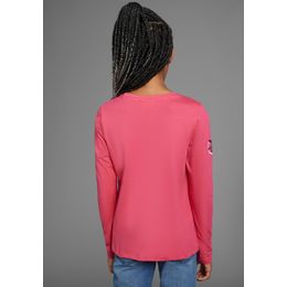 DELMAO M&auml;dchen Langarmshirt "Mit Wendepailletten", pink, Gr. 152, bestickt, Jersey, Obermaterial: 100% Baumwolle, Shirts, Pailletten in 2 Farben zu