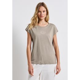 Street One Damen T-Shirt, beige, Gr. 38, unifarben, Web, 50% Baumwolle, 50% Modal, Shirts, im soften Baumwoll-Mix