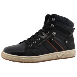 Mustang Shoes Herren Sneaker "Merian", Gr. 44, schwarz, Lederimitat, Textil, Basic, Schuhe, High Top Sneaker, Schn&uuml;rboots mit Rei&szlig;verschluss