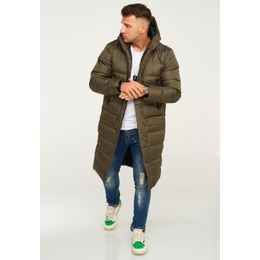 behype Herren Steppjacke "LONGLINE ZIP PARKA", gr&uuml;n, Gr. M, unifarben, 100% Polyester, Jacken, Steppjacke mit Kapuze