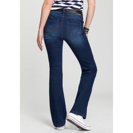 H.I.S. H.I.S Damen Bootcut-Jeans "High-Waist", blau, Basic, Gr. 30, Denim/Jeans, Obermaterial: 95% Baumwolle, 3% Polyester, 1% Elasthan, 1% Elasthan