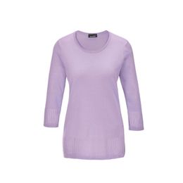 GOLDNER Damen 3/4 Arm-Pullover "Kurzgr&ouml;&szlig;e Ajour-Pullover mit Durchbr&uuml;chen", lila, Gr. 19, Obermaterial: 100% Polyacryl PAN., Pullover