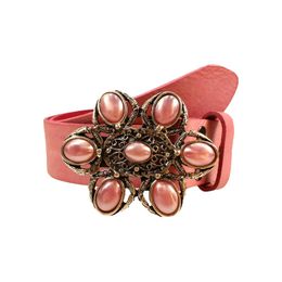 Damen Lederg&uuml;rtel, rosa, Gr. 105, RETTUNGSRING G&Uuml;RTEL, unifarben, Leder, G&uuml;rtel, mit austauschbarer Schlie&szlig;e &raquo;Nostalgie Perle Rosa&laquo;