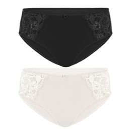 SuSa Damen Slip "2er Pack Damen Slip Latina", Gr. 42, schwarz, Obermaterial: 78% Polyamid PA. 16% Elasthan EL. 6% Baumwolle CO., Unterhosen