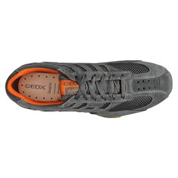 Geox Herren Schnürschuh "U SNAKE ORIGINAL", Gr. 48, grau, Leder, Textil, Schuhe, Schnürschuh, Freizeitschuh, Trekking Sneaker mit Lederinnensohle