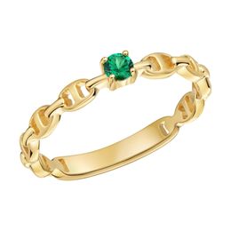 CAI CA&Iuml; Damen Fingerring "925 Silber vergoldet Zirkonia gr&uuml;n", 052 (16,6), Silber 925 (Sterlingsilber), gelb, Silber 925 (Sterlingsilber), Fingerringe