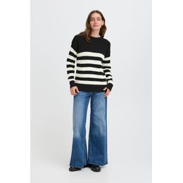 oxmo Damen Strickfleece-Pullover "Strickpullover OXKavina", schwarz, Gr. L, Obermaterial: 70% Baumwolle CO recyc.. 30% Polyester Pol. recyc..,