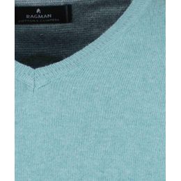 Ragman Herren V-Ausschnitt-Pullover, grün, Gr. L, 95% Baumwolle 5% Cashmere, Pullover