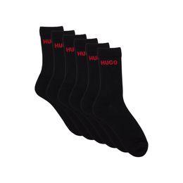HUGO UNDERWEAR Damen Socken "6P QS RIB LOGO CC", Gr. 43, schwarz, Baumwollmischung, unifarben, Socken, mit eingestricktem HUGO Logo