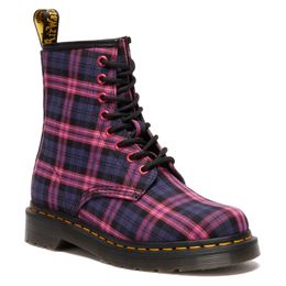 Dr. Martens Damen Schn&uuml;rstiefelette "1460 8 Eye Boot", Gr. 36, rosa, Textil, Schuhe, Festival, Blockabsatz, Schn&uuml;rboots mit gelber Rahmennaht