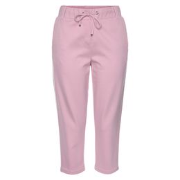 Lascana Damen Caprihose, Gr. 34, rosa, Obermaterial: 70% Viskose, 25% Polyamid, 5% Elasthan, unifarben, Hosen, mit seitlichen Streifen, Loungewear