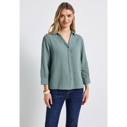 Street One Damen Hemdbluse, blau, Gr. 36, unifarben, Web, 100% Baumwolle, Blusen, aus reiner Baumwolle