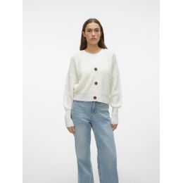V&eacute;ro Moda VERO MODA Damen Strickjacke "VMLEA LS V-NECK CUFF CARDIGAN NOOS", wei&szlig;, Gr. XL, unifarben, Strick, Obermaterial: 100% Polyacryl, Strickjacken,