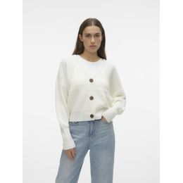 V&eacute;ro Moda VERO MODA Damen Strickjacke "VMLEA LS V-NECK CUFF CARDIGAN NOOS", wei&szlig;, Gr. XS, unifarben, Strick, Obermaterial: 100% Polyacryl, Strickjacken,