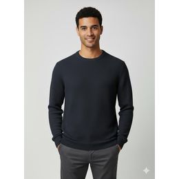 Selected Homme Herren Rundhalspullover "SLHHENNY LS KNIT RELAXED CREW NECK D", blau, Gr. M, unifarben, Strick, Obermaterial: 100% Baumwolle, Pullover