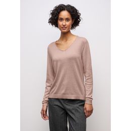 Street One Damen V-Ausschnitt-Pulloverfaded rose meliert, Gr. 46, unifarben, Stoff, 60% Viskose, 40% Baumwolle, Pullover, Feinstrick