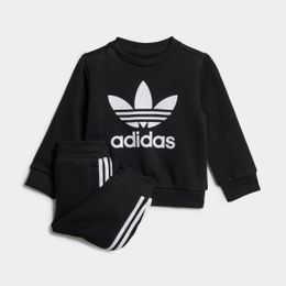 Mädchen Jogginganzug "CREW SET", schwarz, Gr. 74, adidas originals, Obermaterial: 70% Baumwolle, 30% Polyester, Sportanzüge