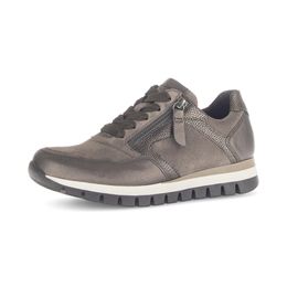 Gabor Damen Keilsneaker "Turin", Gr. 38, beige, Glattleder, Ziegenveloursleder, metallic, Schuhe, Freizeitschuh, Halbschuh, Schn&uuml;rer mit Komfortweite