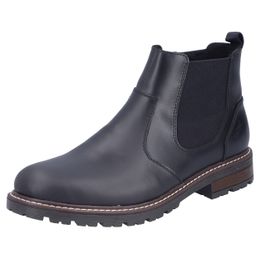 Rieker Herren Chelseaboots, Gr. 46, schwarz, Elastischer Einsatz, Glattleder, unifarben, Schuhe, Stiefelette, Casual-Boots mit kontrastfarbener